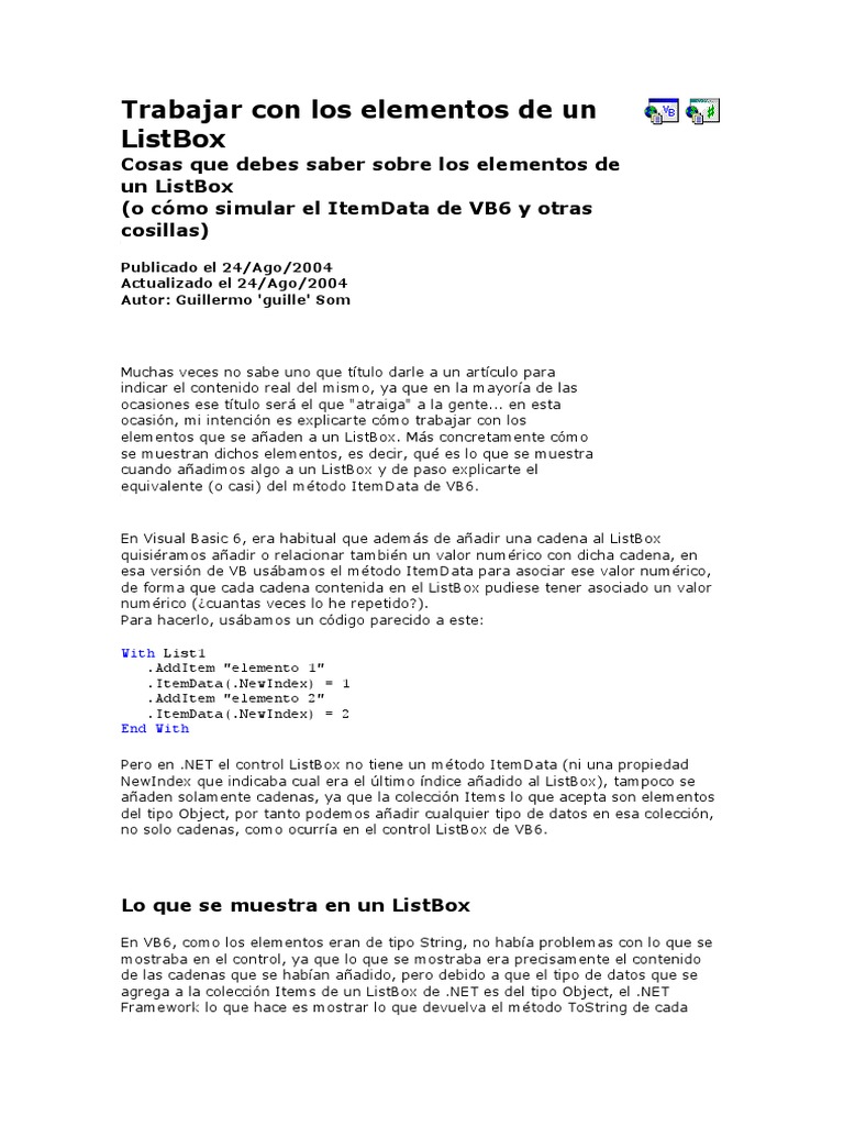 Trabajar Con Los Elementos de Un ListBox | PDF | C Sharp (lenguaje de ... Trabajar Con Los Elementos de Un ListBox | PDF | C Sharp (lenguaje de ...