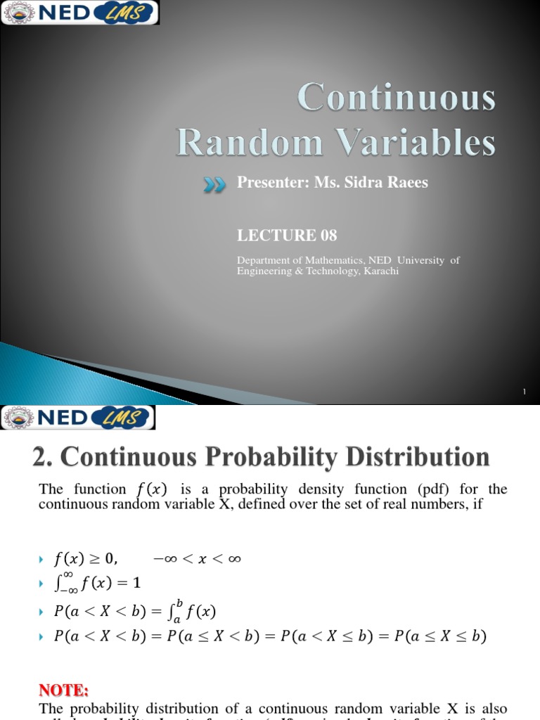 Continuous Random Variables | PDF | Probability Density Function | Probability Distribution