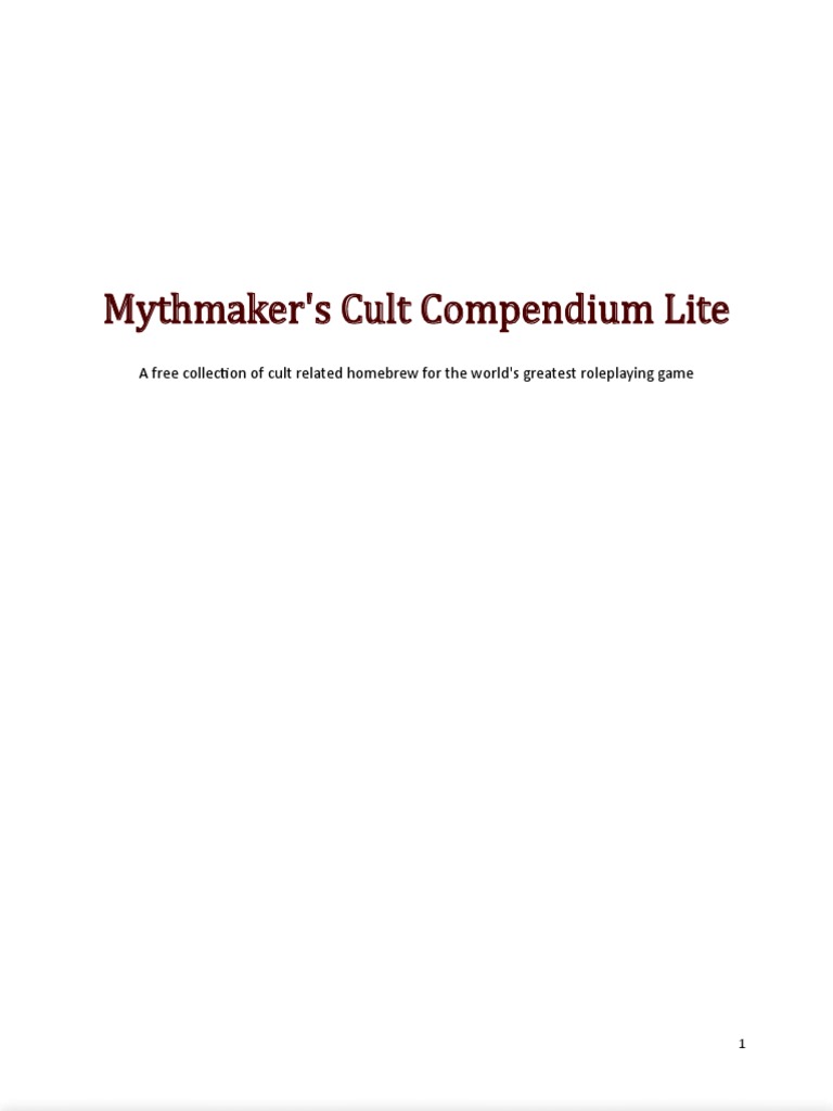 Cult Compendium Lite (Free Version) | PDF | Philosophy