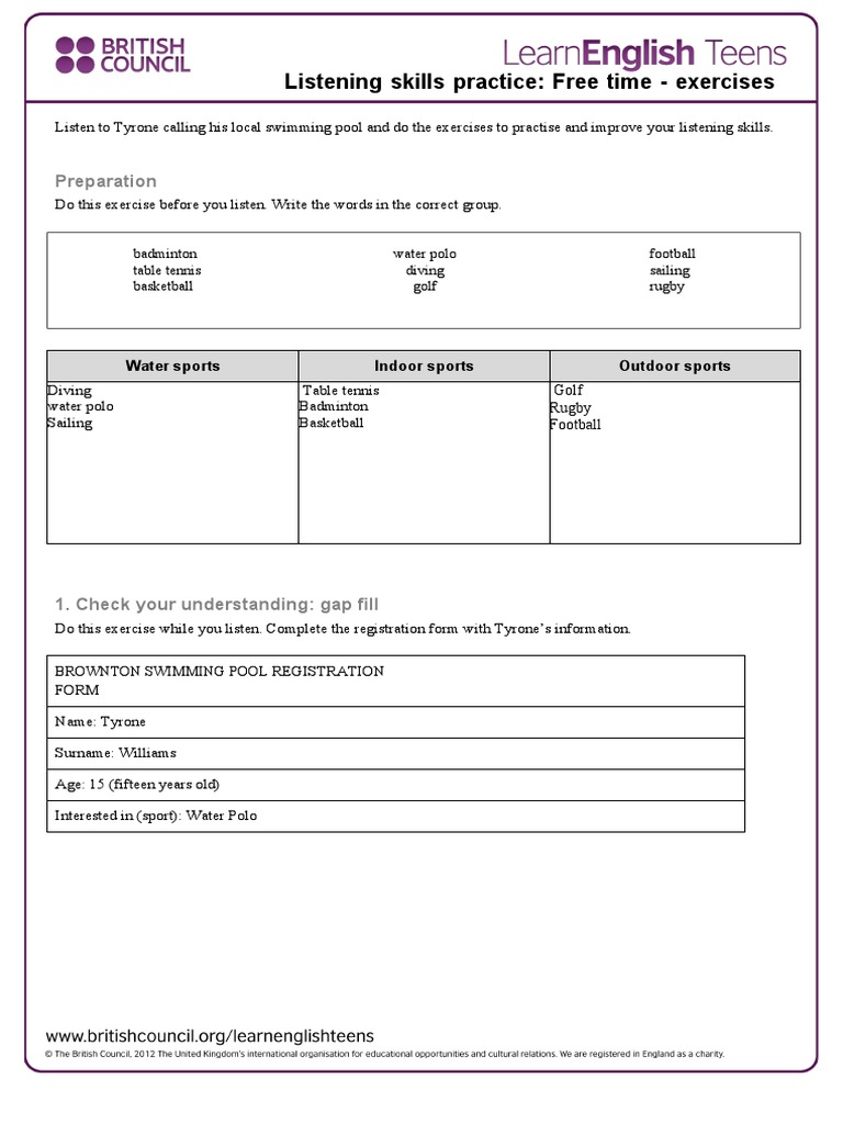 free_time_-_exercises_3 | PDF | Sports | Leisure