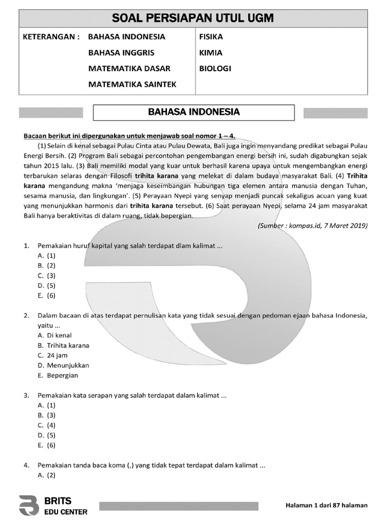Soal Utul Ugm | PDF