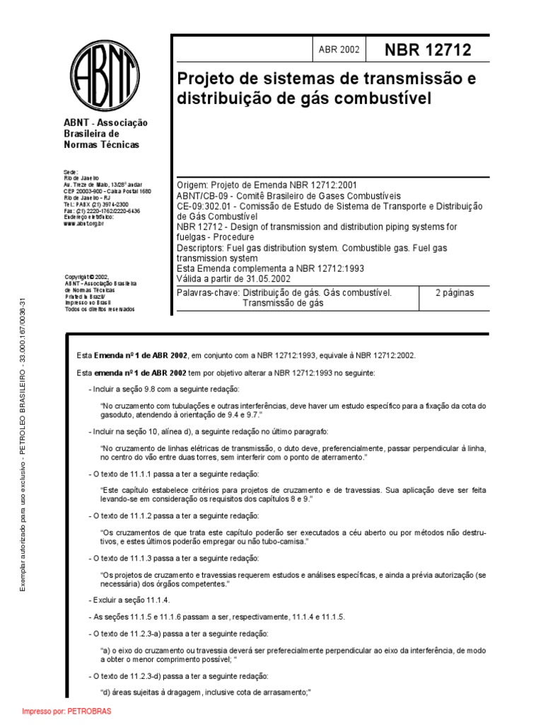 NBR 12712 | PDF | Gás natural | Transmissão de energia elétrica