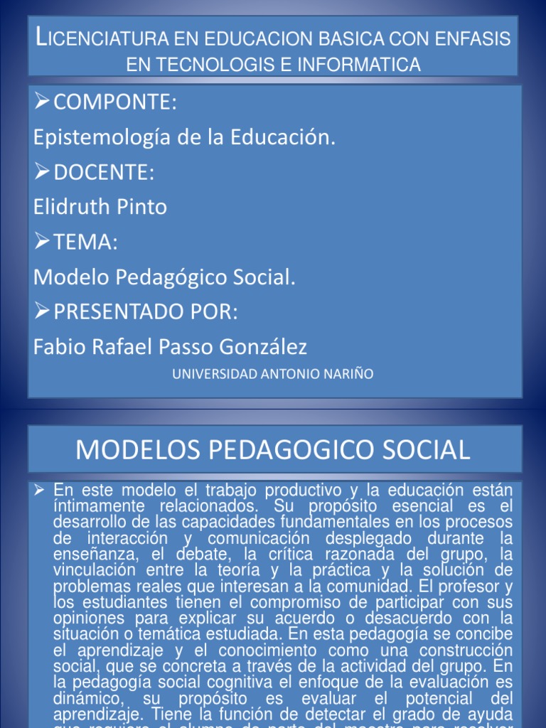 Modelo Pedagogico Social | PDF | Método de enseñanza | Pedagogía