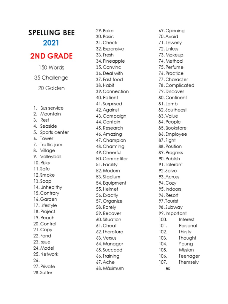 Spelling Bee 8th Grade | Download Free PDF | Respiratory System ...