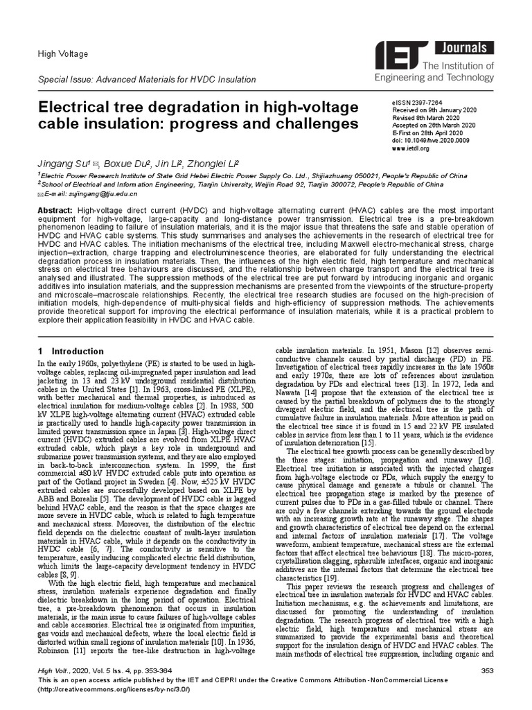 High Voltage - 2020 - Su - Electrical Tree Degradation in High Voltage ...
