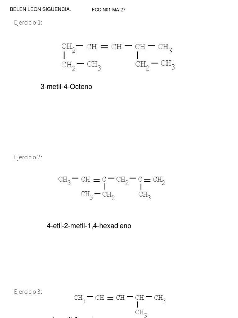 Ejercicios Alquenos Alquinos | PDF