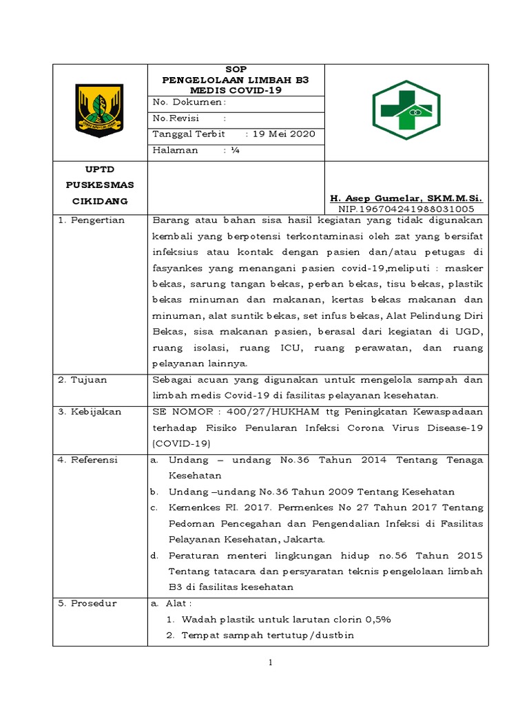 Sop Lb3 Medis Covid-19 | PDF