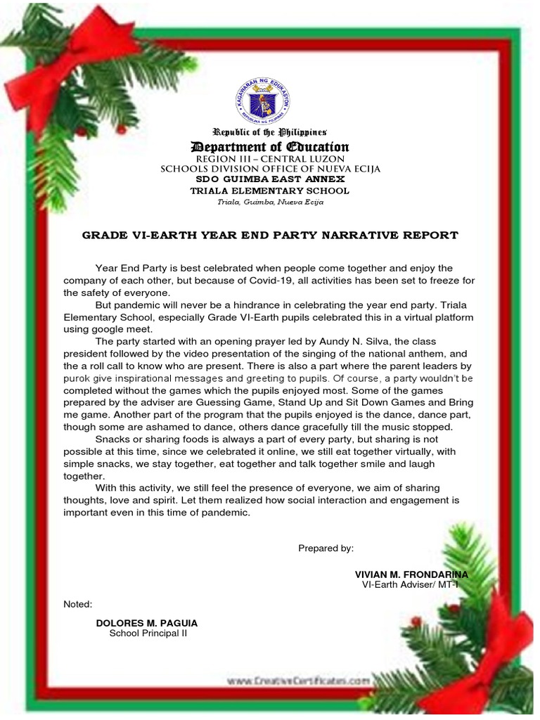 Year End Party-Narrative Report | PDF