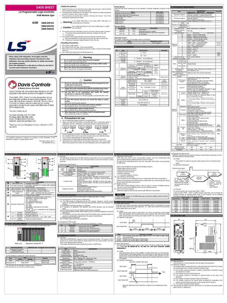 Data Sheet: LS Programmable Logic Controller XGB Module Type | PDF | Programmable Logic ...