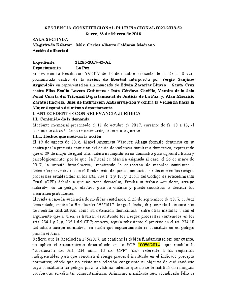 SCP 0021 2018 s2 Peligro para La Sociedad | PDF | Mandato | Debido al ...