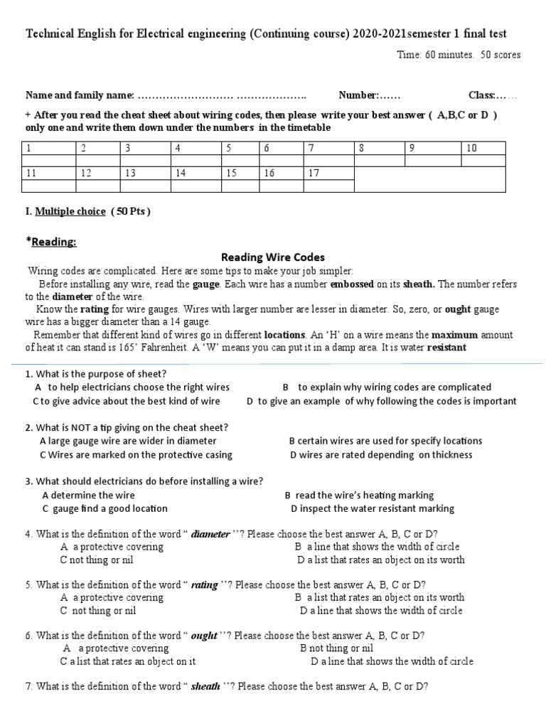 Technical English For Electrical Engineering (Continuing Course) 2020 ...