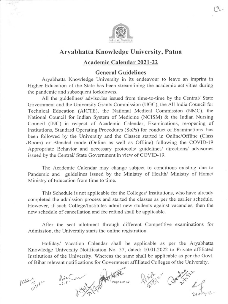 Academic Calendar AKU 2021-22 | PDF