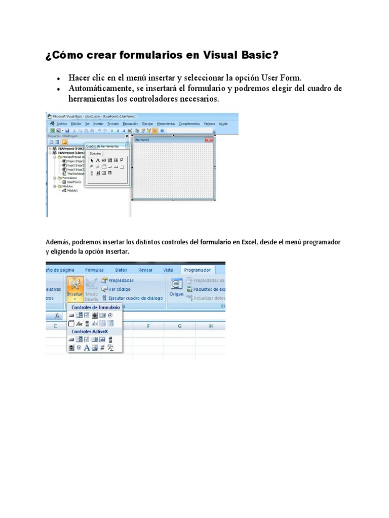 Formularios en Visual Basic: Guía Rápida | PDF
