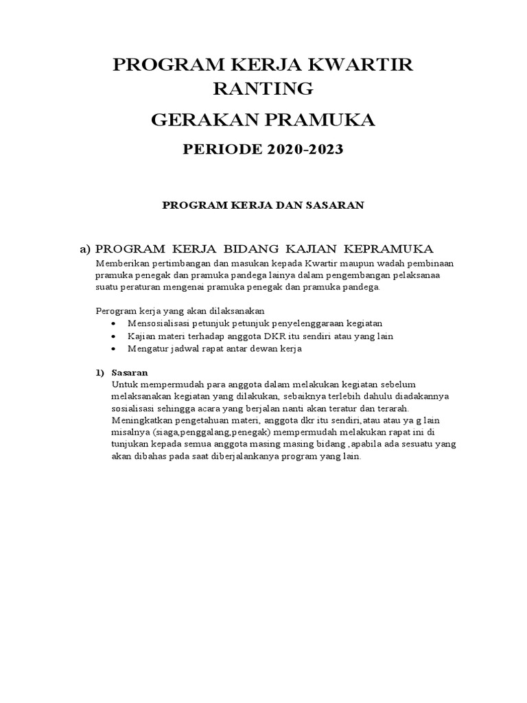 Program Kerja Kwartir Ranting | PDF | Karier & Perkembangan
