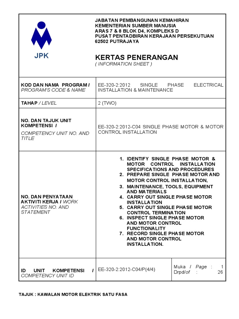 Is 4 - (Kawalan Motor Elektrik Satu Fasa) | PDF