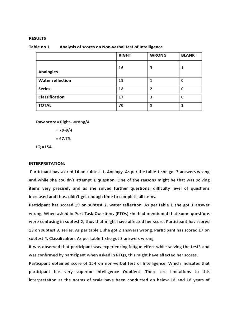 Results and Interpretation (NVTI) | PDF | Intelligence Quotient ...