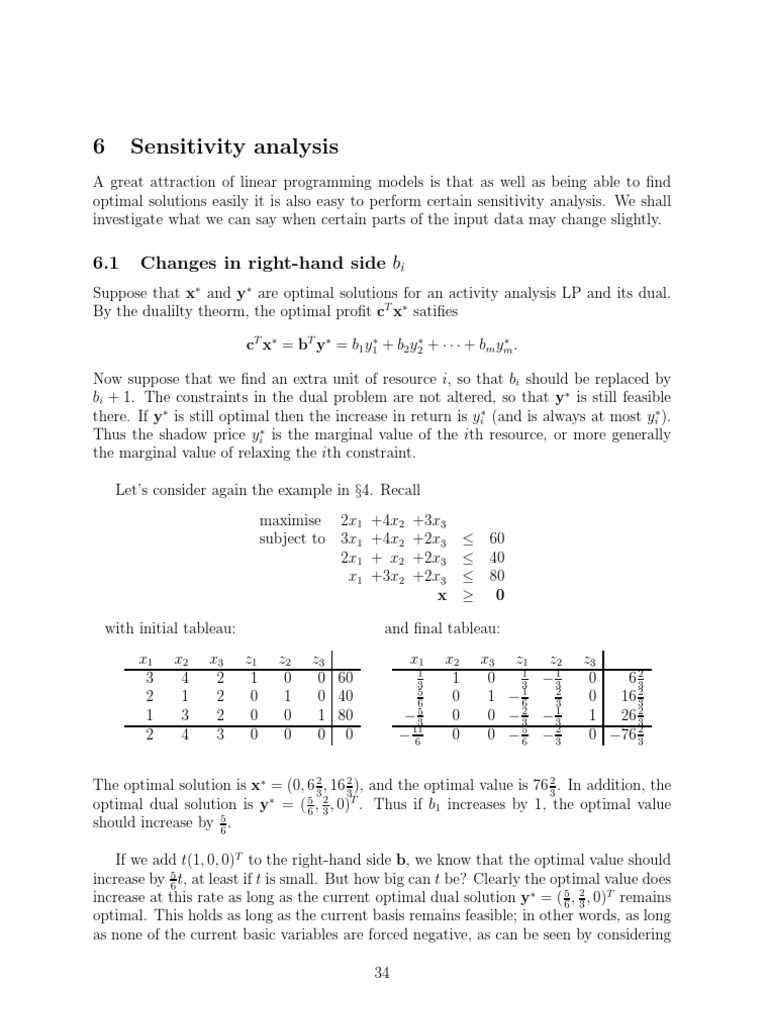 Linear Programming Sensitivity Analysis | PDF | Mathematical Concepts | Applied Mathematics