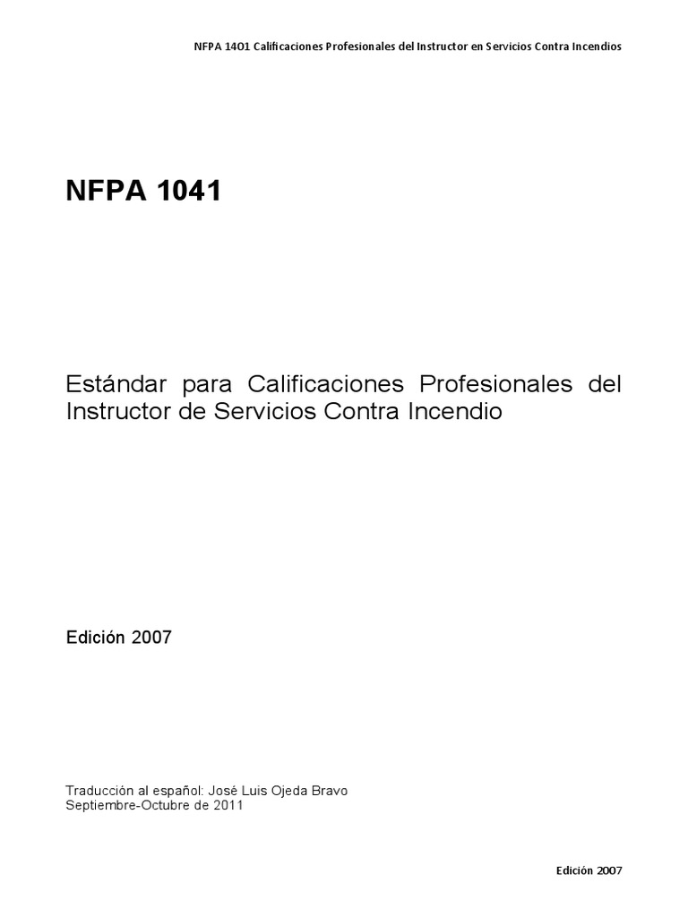 Norma NFPA 1041: Instructores de Bomberos | PDF | Evaluación | Plan de ...