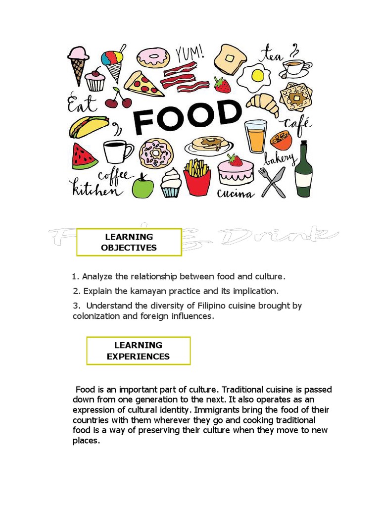 Learning Objectives | PDF | Cuisine | Foods