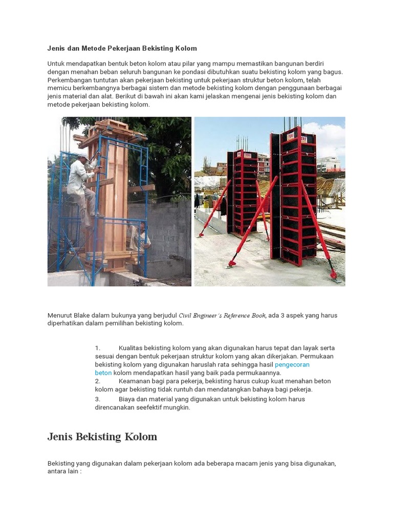 Metode Pekerjaan Bekisting Kolom | PDF | Teknologi & Rekayasa