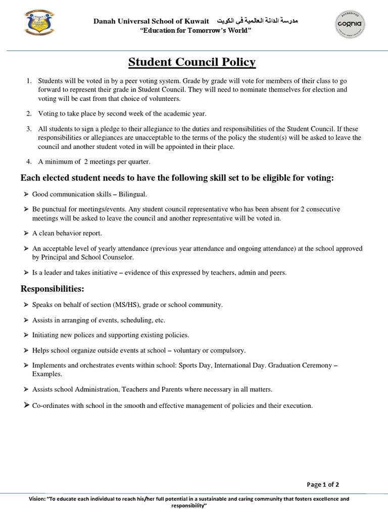 Student Council Policy and Pledge - 07.06.2021 | PDF | Learning ...
