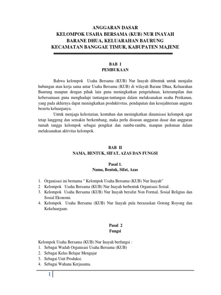 AD ART Kelompok Nelayan | PDF