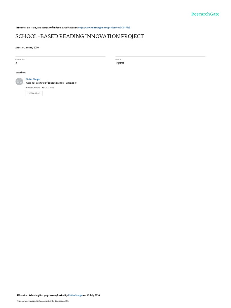 School-Based Reading Innovation Project | PDF | Reading Comprehension ...