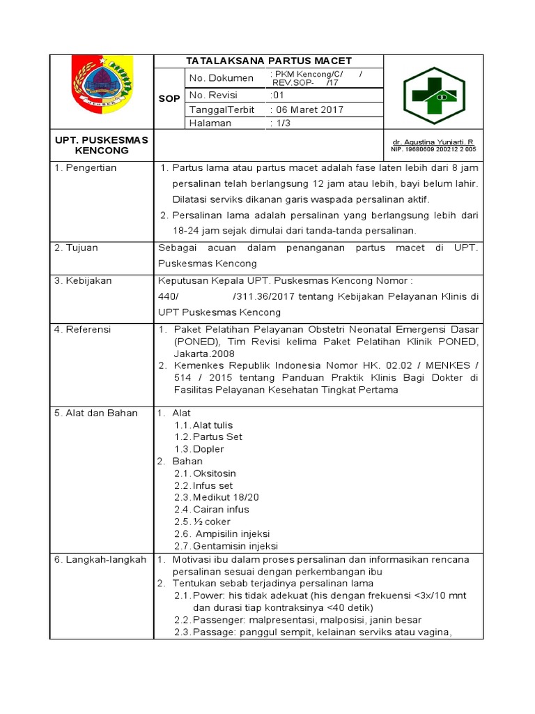 Sop Partus Macet | PDF | Sains & Matematika
