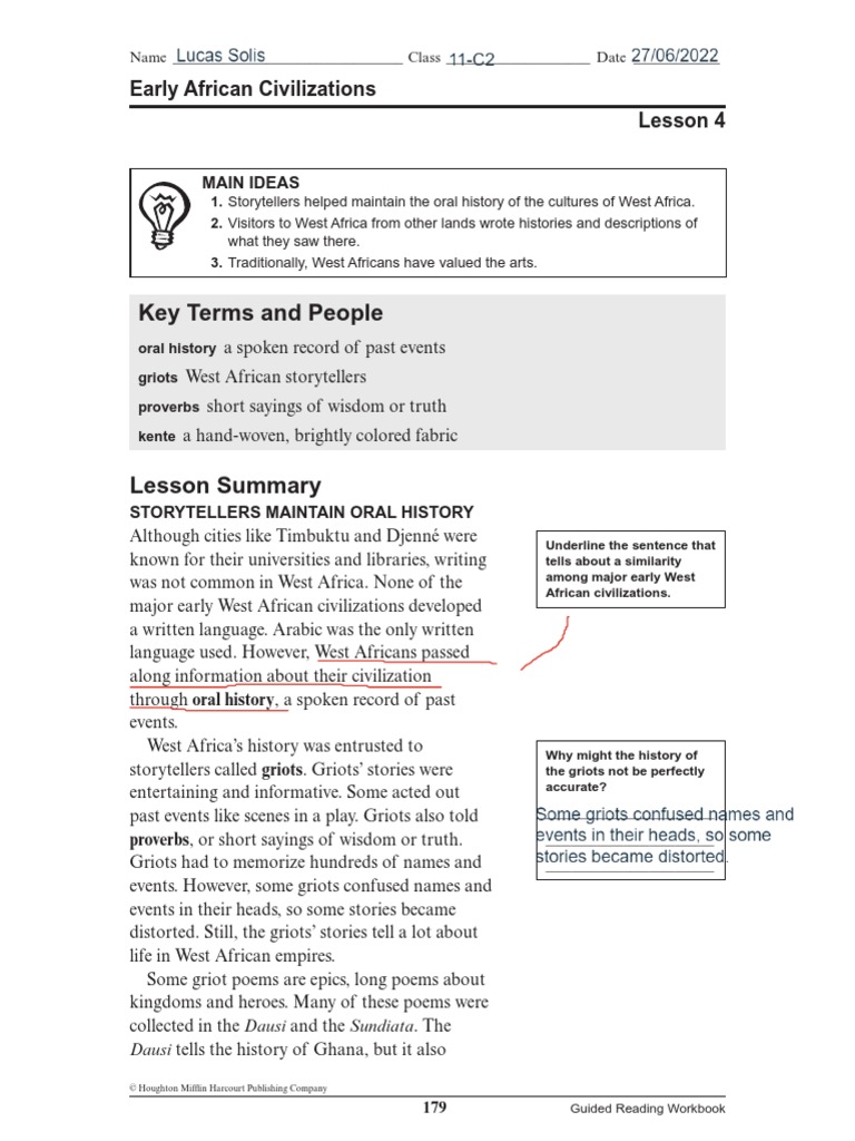 Key Terms and People: Early African Civilizations Lesson 4 | PDF | West ...