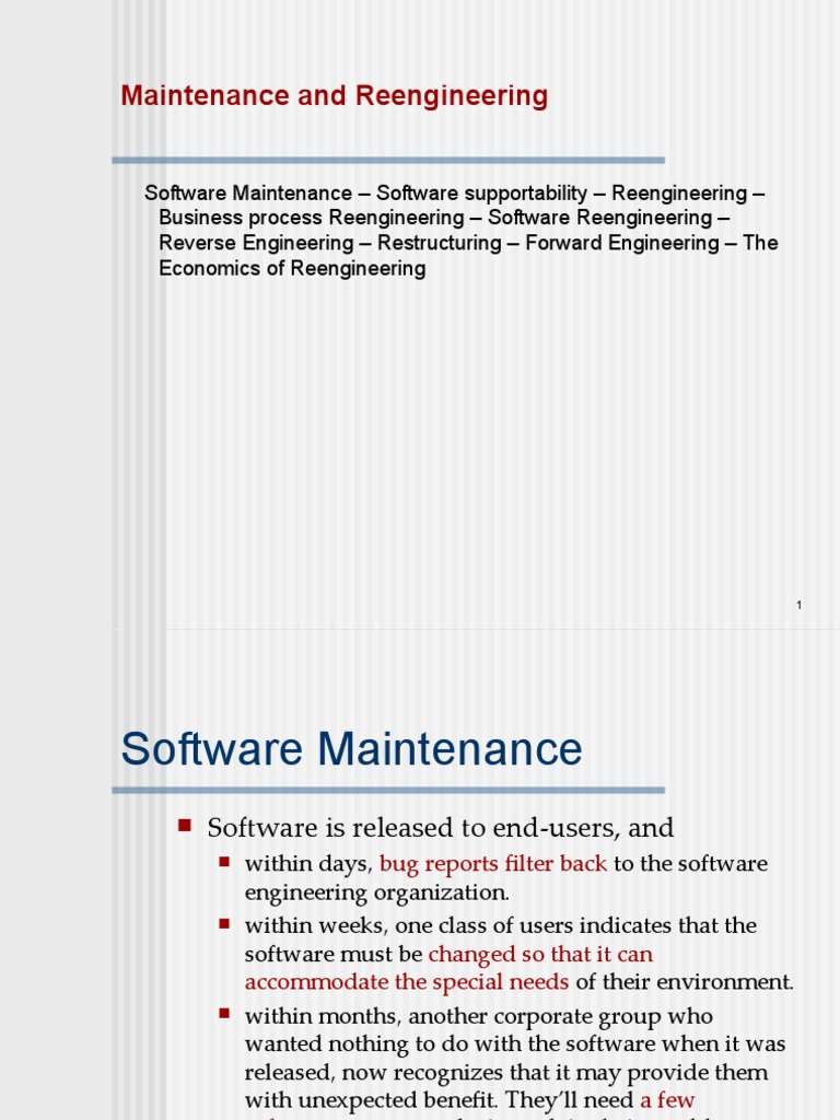 An Overview of Software Maintenance, Reengineering, and Business ...