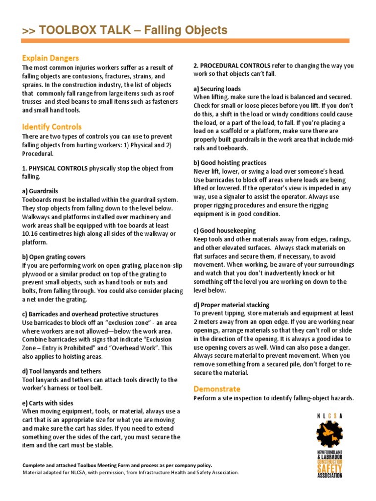 Falling Objects Safety Guide | PDF | Safety