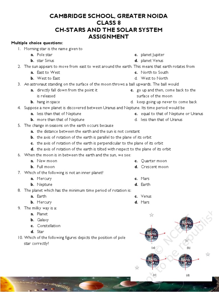 Cambridge School, Greater Noida Class 8 Ch-Stars and The Solar System ...