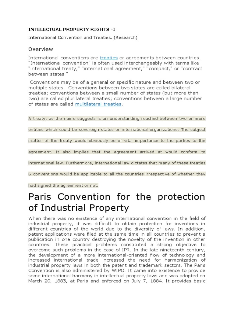 International Convention and Treaties | PDF | Trips Agreement | World ...