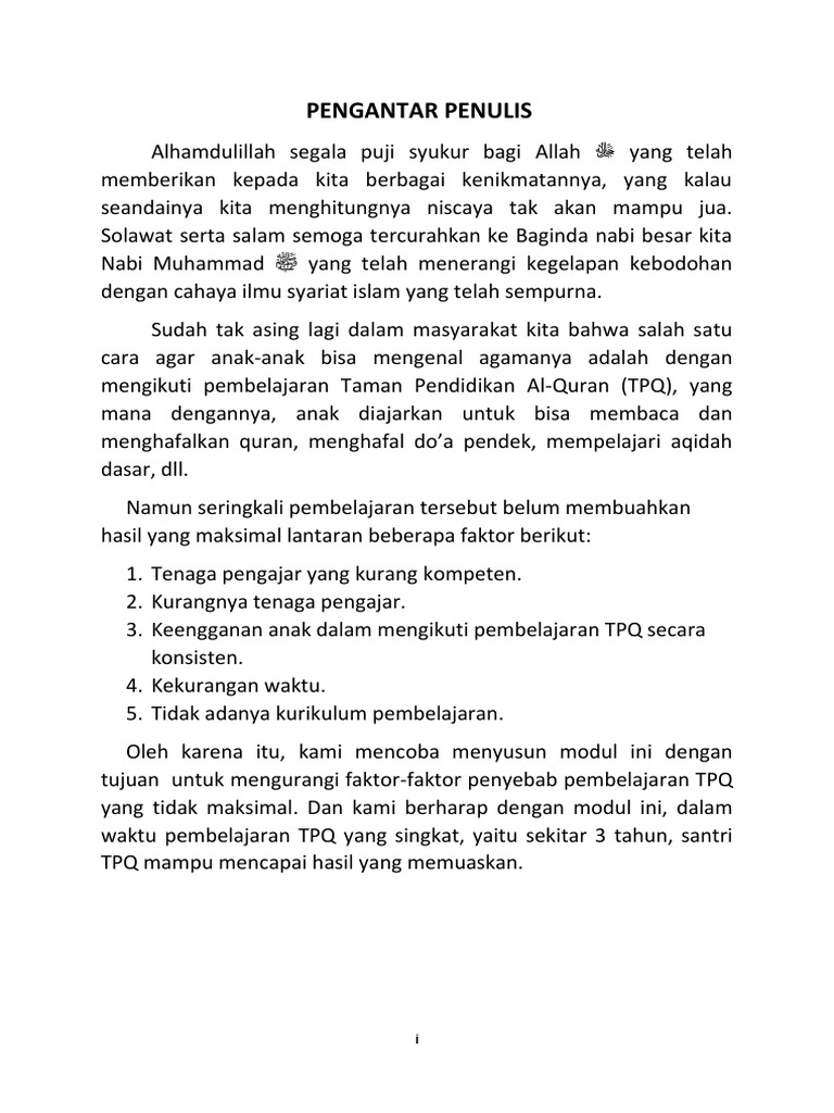 Modul Pembelajaran TPQ Terbaik | PDF