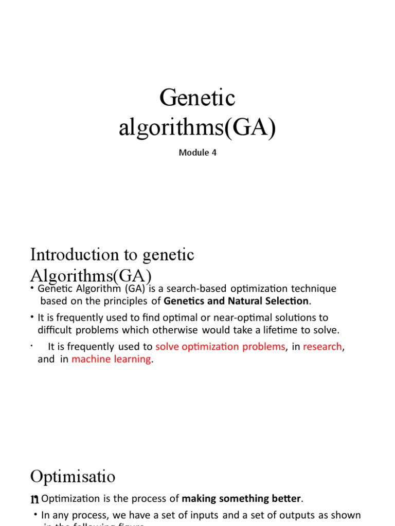 Introduction To Genetic Algorithms (GA) | PDF | Mathematical Optimization | Genetic Algorithm