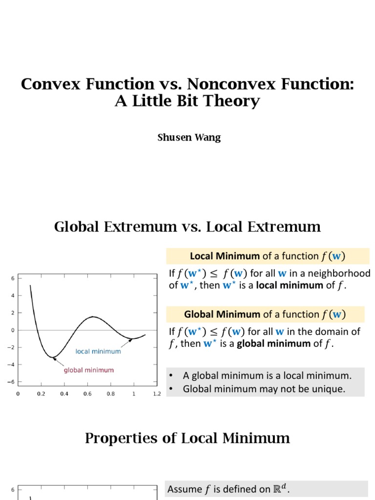 Convex Function Vs Nonconvex Function A Little Bit Theory Shusen Wang Pdf Maxima And