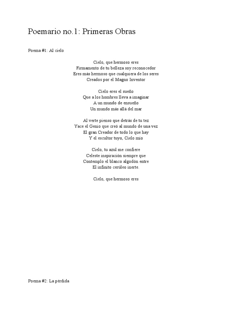 Poemario: Primeras Obras y Temas | PDF
