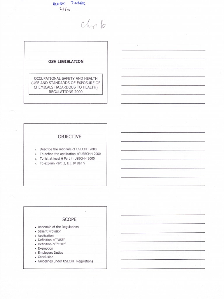 USECHH 2000 Regulations Overview | PDF | Dangerous Goods | Occupational ...