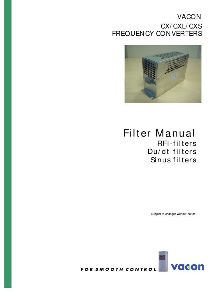 Vacon CX CXL CXS Filters User Manual Ud289D EN | PDF | Electromagnetic ...