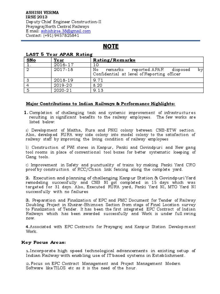 Last 5 Year Apar Rating Sno Year Rating/Remarks | PDF | Business