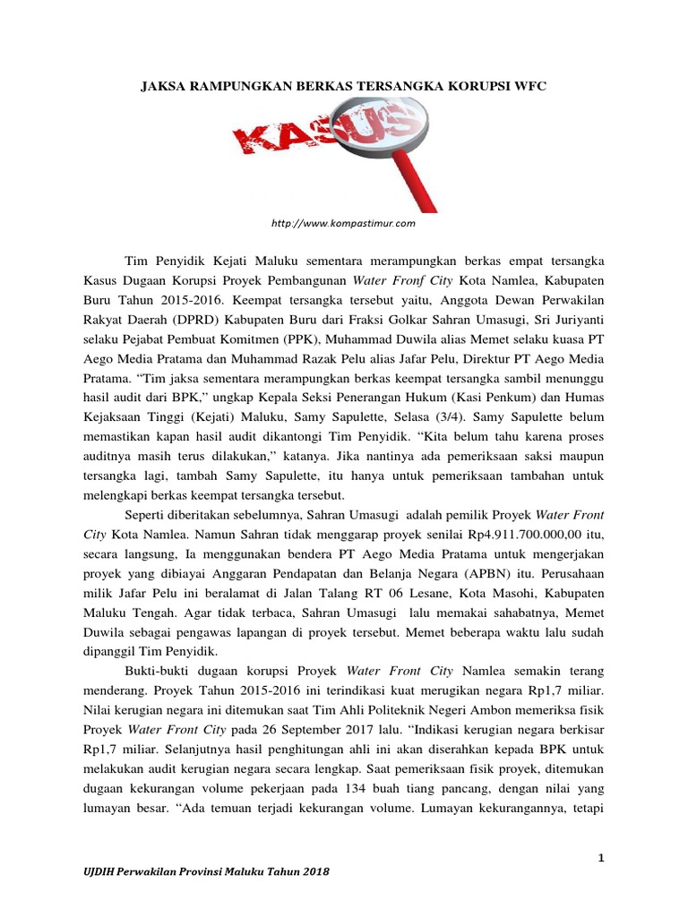 08 Jaksa Rampungkan Berkas Tersangka Korupsi WFC | PDF