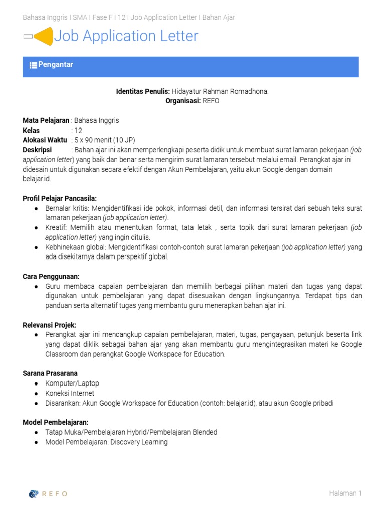 Job Application Letter | PDF