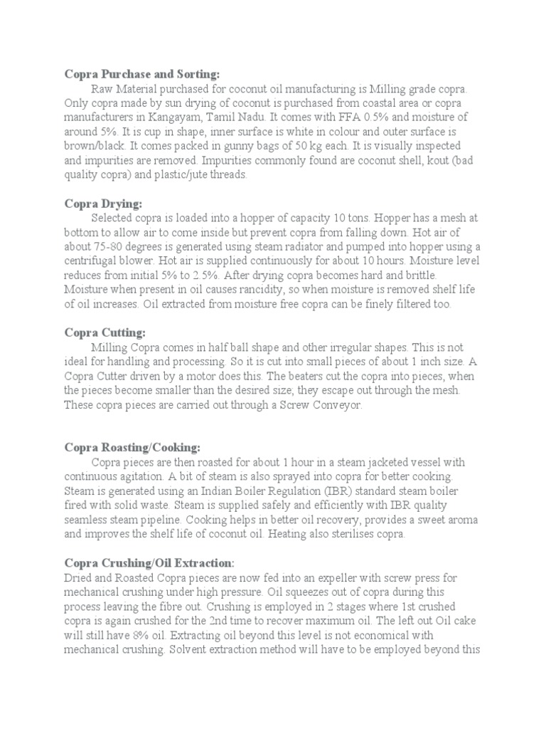 Copra Purchase and Sorting | Download Free PDF | Filtration | Coconut Oil