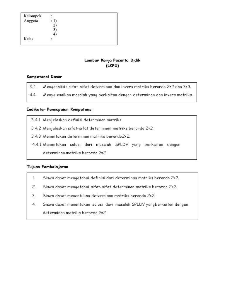 LKPD Matriks | PDF