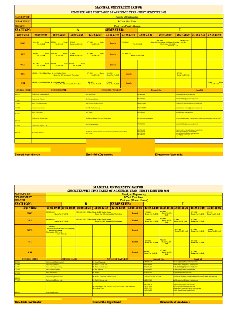 BTech First Year (I Semester) Time Table-2021-22 | PDF | Academic ... BTech First Year (I Semester) Time Table-2021-22 | PDF | Academic ...