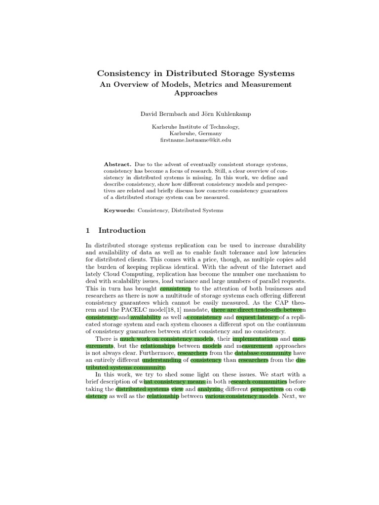 Consistency in Distributed Storage Systems: An Overview of Models ...