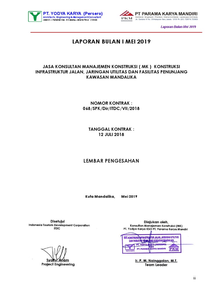 Lembar Pengesahan Laporan Bulan Mei 2019 | PDF
