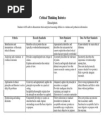 Critical Thinking Rubric | PDF | Rubric (Academic) | Data