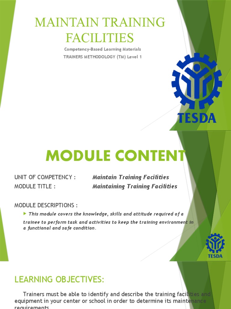 MAINTAIN TRAINING FACILITIES - Tesda Reporting (Autosaved) | PDF